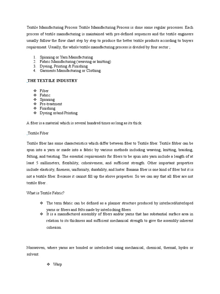 Textile Manufacturing Process Textile Manufacturing Process Is Done ...