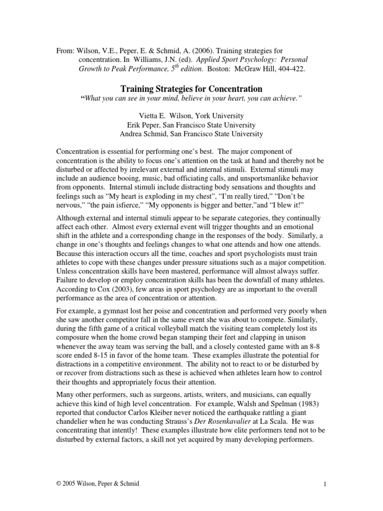 Training Strategies For Concentration | PDF | Intention | Attention