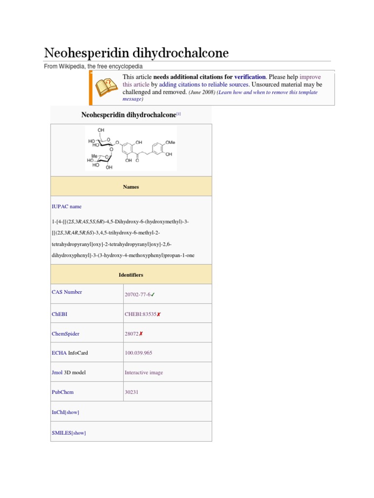 Neohesperidin Dihydrochalcone | PDF | Food Ingredients | Chemical ...
