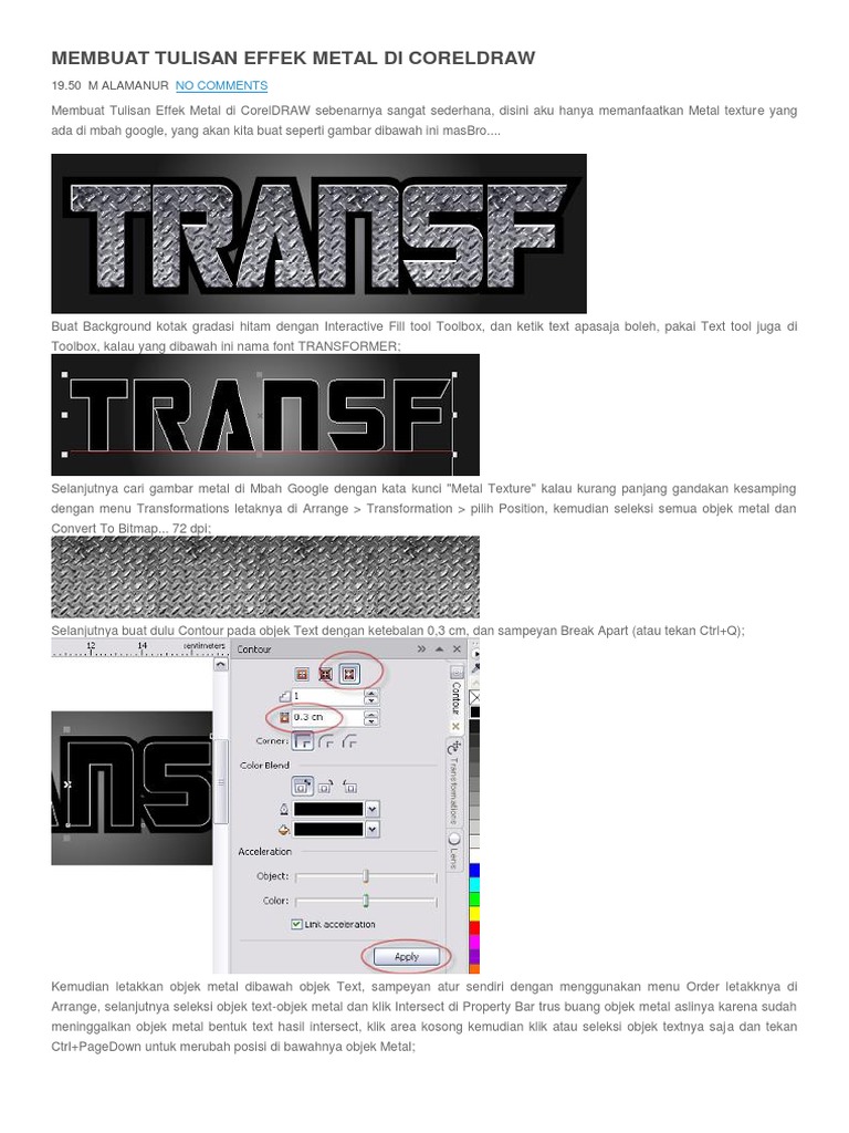Membuat Tulisan Effek Metal Di Coreldraw | PDF