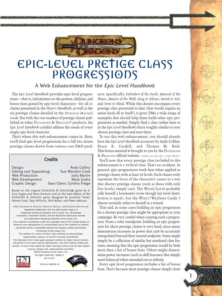 D&D Epic Level Handbook - Epic Progressions | Dungeons & Dragons ...