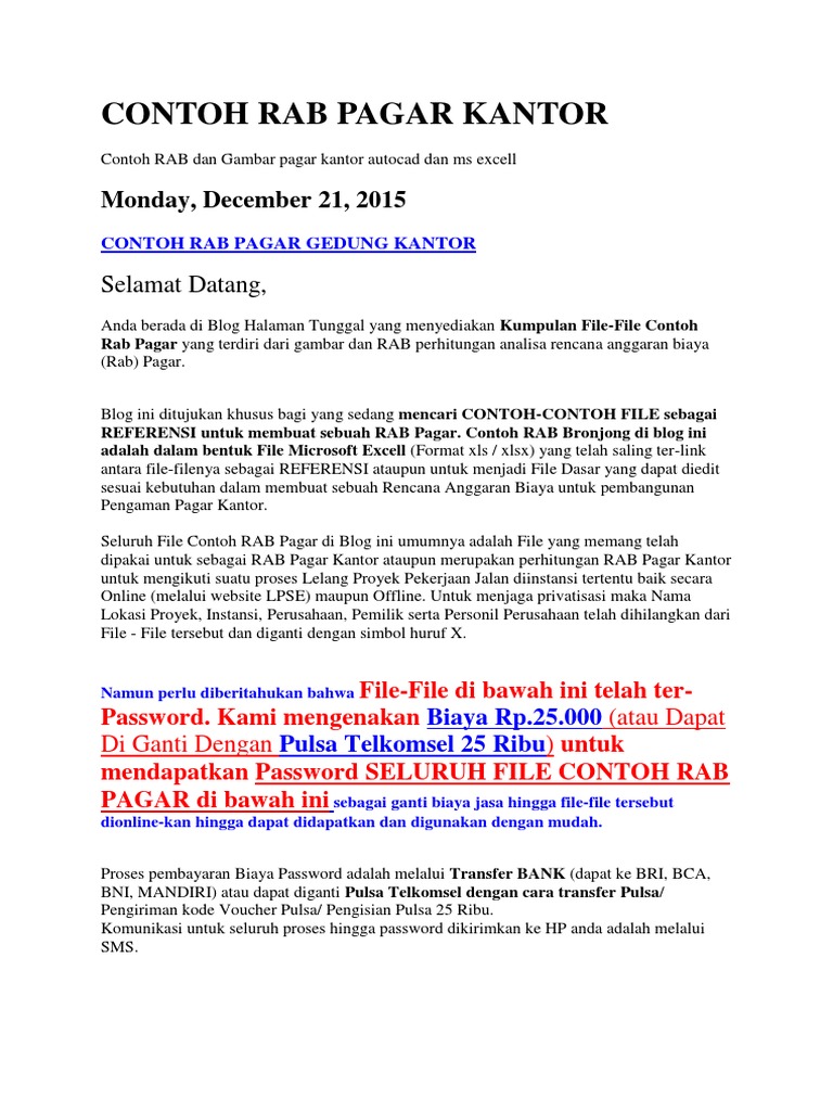Contoh Rab Pagar Kantor | PDF | Komputer