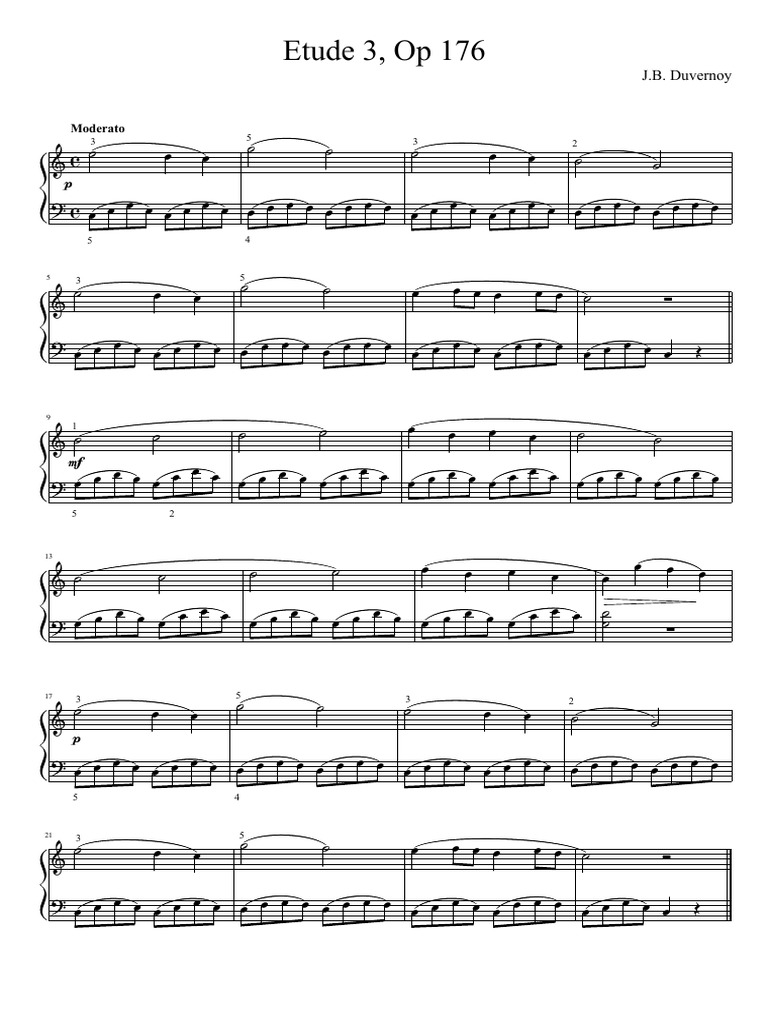 Jean-Baptiste Duvernoy Op 176 Etude 3 | PDF | Classical Music | Musical ...