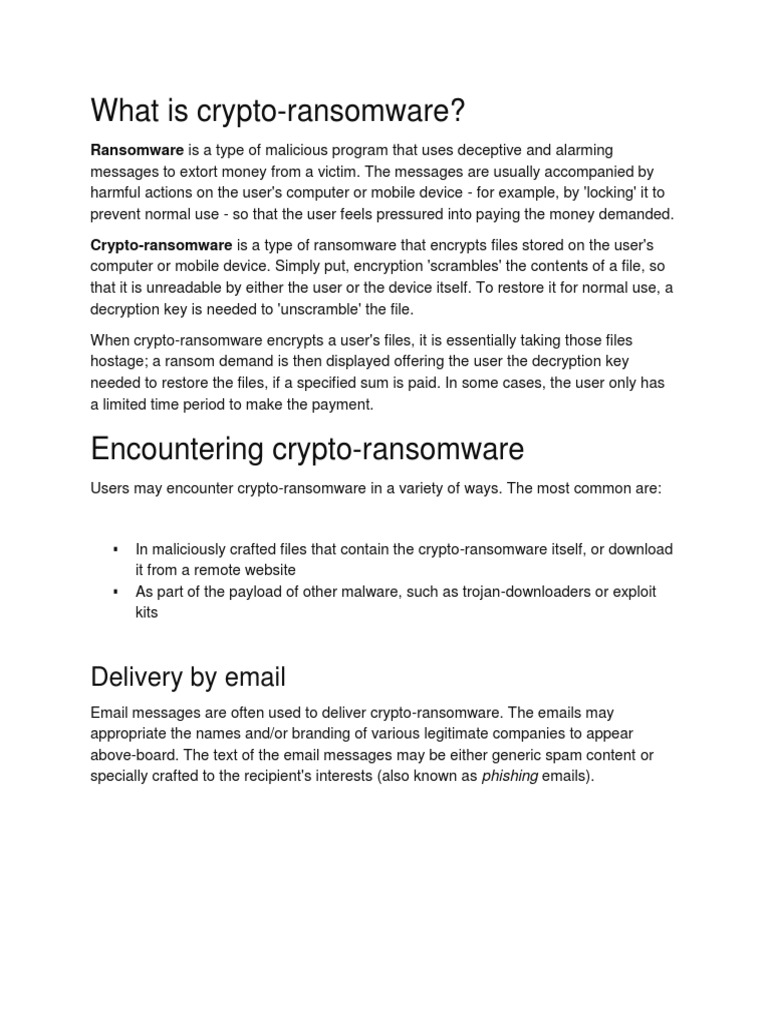 What Is Crypto-Ransomware?: Delivery by Email | PDF | Ransomware ...