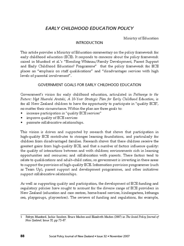 Early Childhood Education Policy | PDF | Early Childhood Education ...