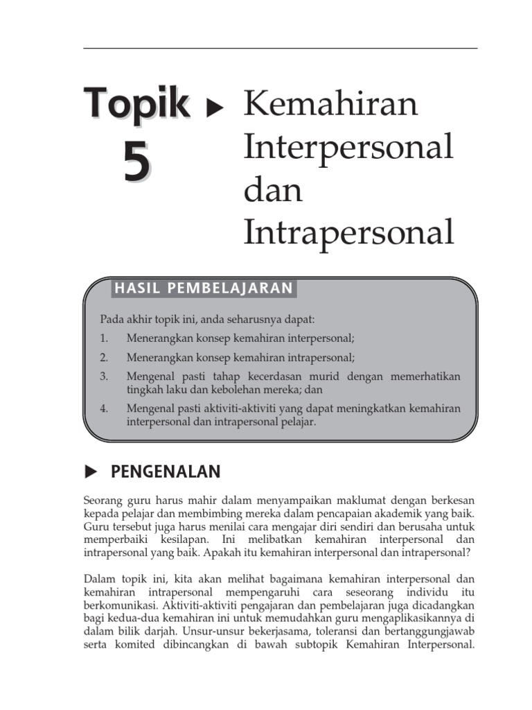 Kemahiran Interpersonal Dan Intrapersonal PDF | PDF | Karier & Perkembangan | Pengembangan Diri