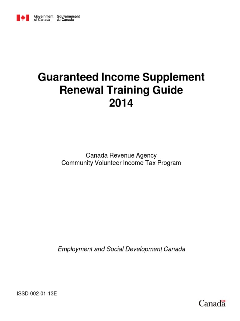 Guaranteed Income Supplement Renewal Training Guide 2014: Canada ...