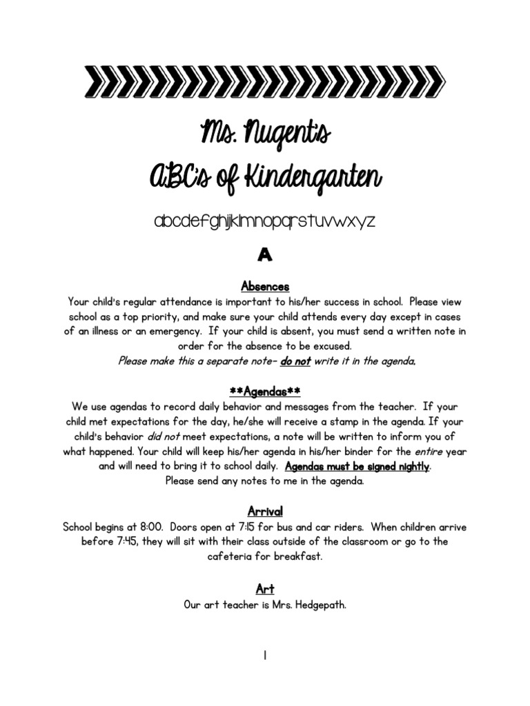Kindergarten Parent Guide Overview | PDF | Schools | Teachers
