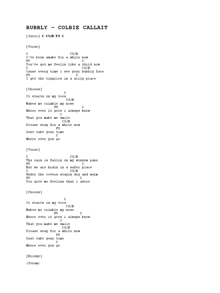 BUBBLY - Colbie Caillat | PDF | Song Structure | Entertainment