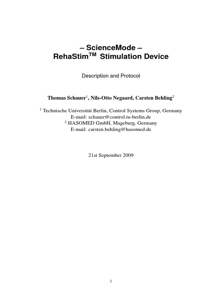 RehaStim Stimulation Device Protocol | PDF | Bit | Byte