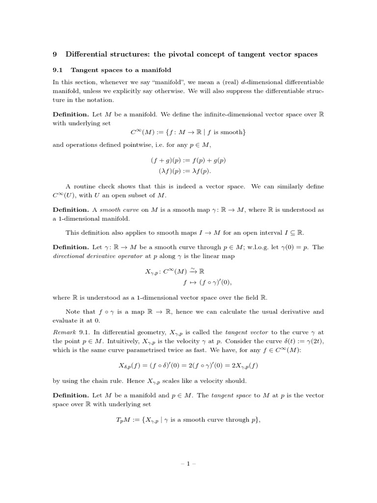 Tangent Spaces in Differential Geometry | PDF | Differentiable Manifold ...