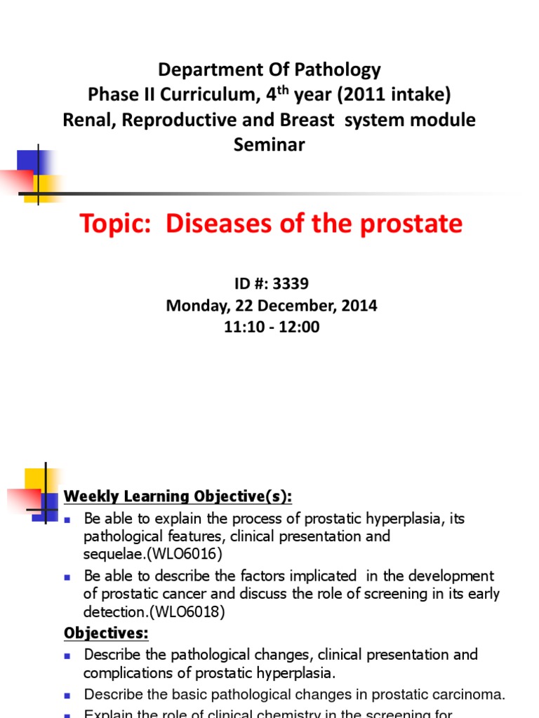 Disease of Prostate Tutorial-Dec-2014 | PDF | Prostate Specific Antigen ...