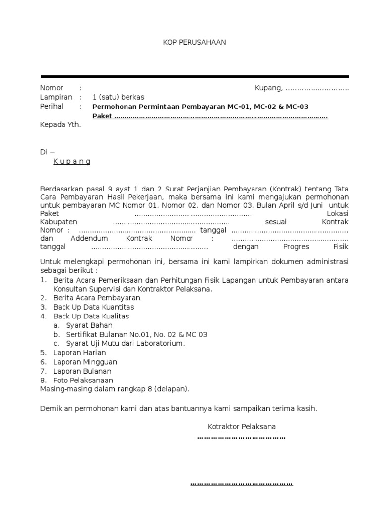 Contoh Surat Permohonan MC | PDF