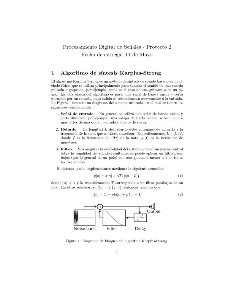 Karplus Strong | PDF | Muestreo (procesamiento de señal) | Sonido