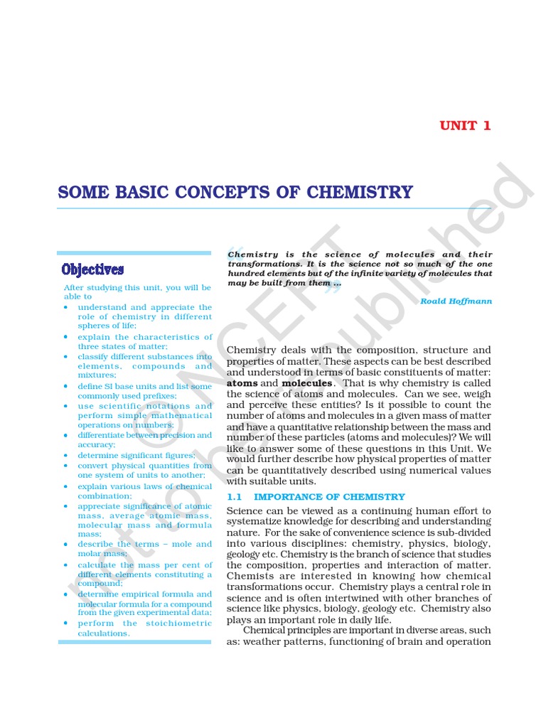Ncert Mole Concept PDF | PDF