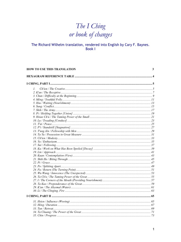The I Ching or Book of Changes - Richard Wilhelm (133p) PDF | PDF ...