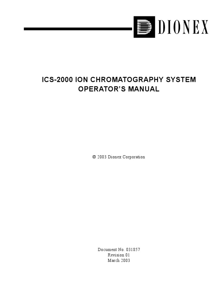ICS 2000 Manual | PDF | Chromatography | Computing And Information Technology