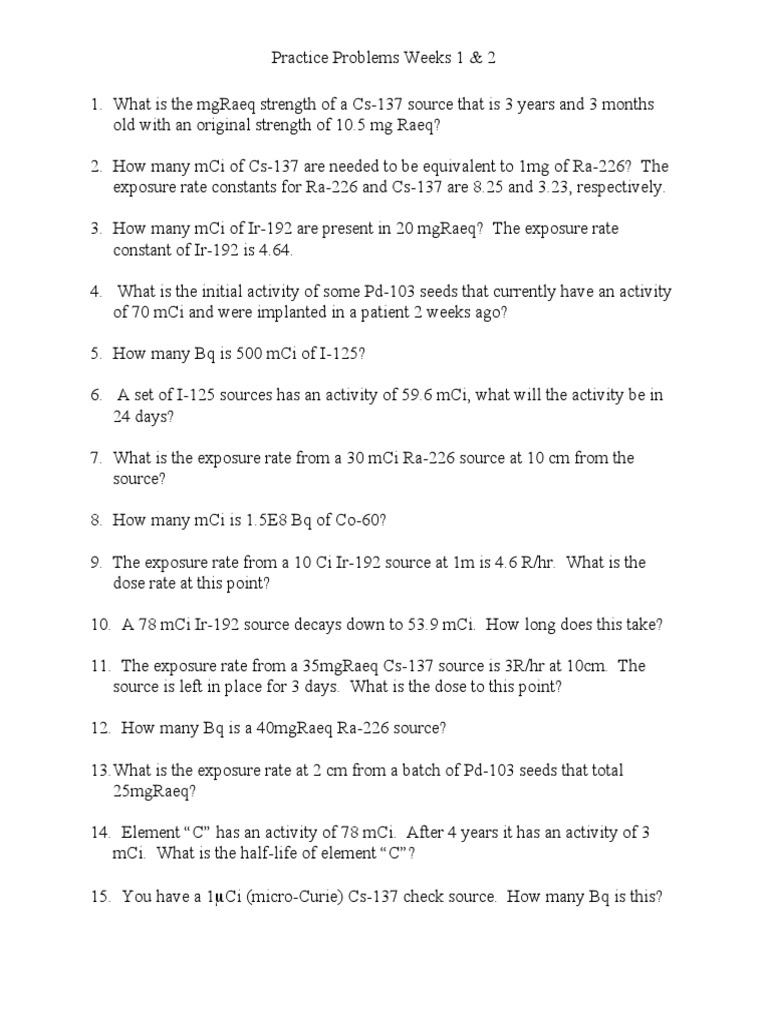 Practice Problems Weeks 1 2 For Students | PDF | Science & Mathematics