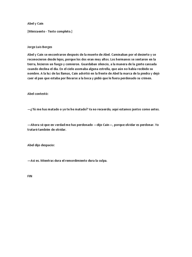 Abel y Caín Cuento de Borges | PDF