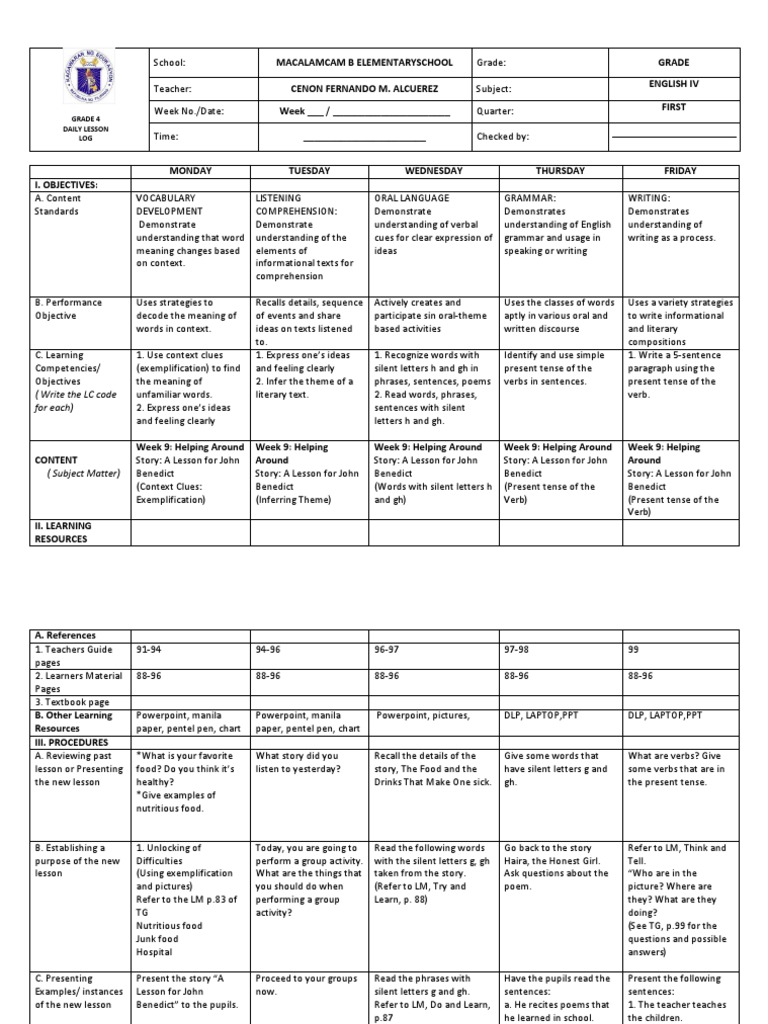 Latest DLL in English 4 | PDF | Reading Comprehension | English Language