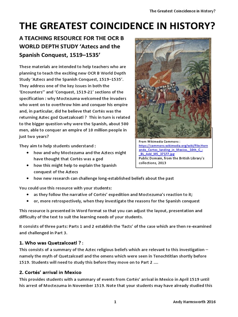 Aztecs, Cortés, and Quetzalcoatl: A Historical Analysis | PDF | Hernán Cortés | Aztec