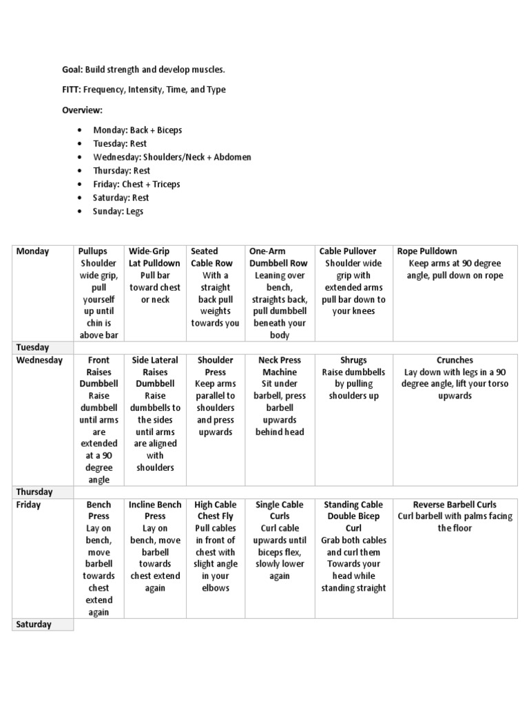 Fitt Plan | PDF | Human Anatomy | Weight Training