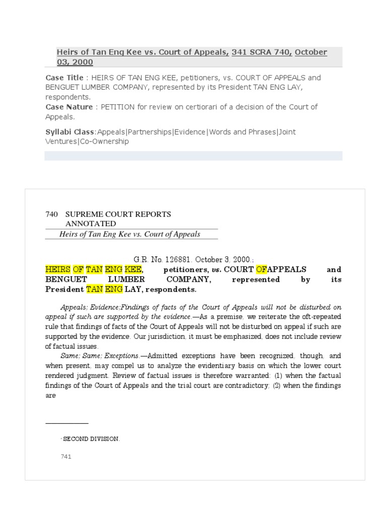 Heirs of Tan Eng Kee vs. CA | PDF | Court Of Appeal Of Singapore ...