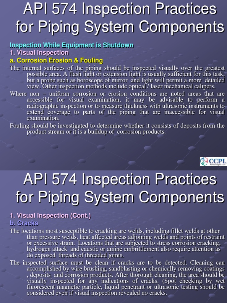 API 574 Inspection Practices While Piping System is Shutdown | Valve ...