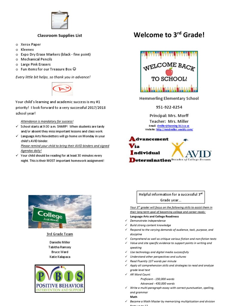 Back To School Night Brochure | PDF | Reading Comprehension | Pedagogy