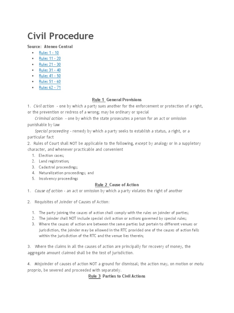 Civil Procedure 1 | Download Free PDF | Deposition (Law) | Pleading