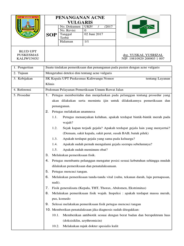 Sop Acne Vulgaris | PDF