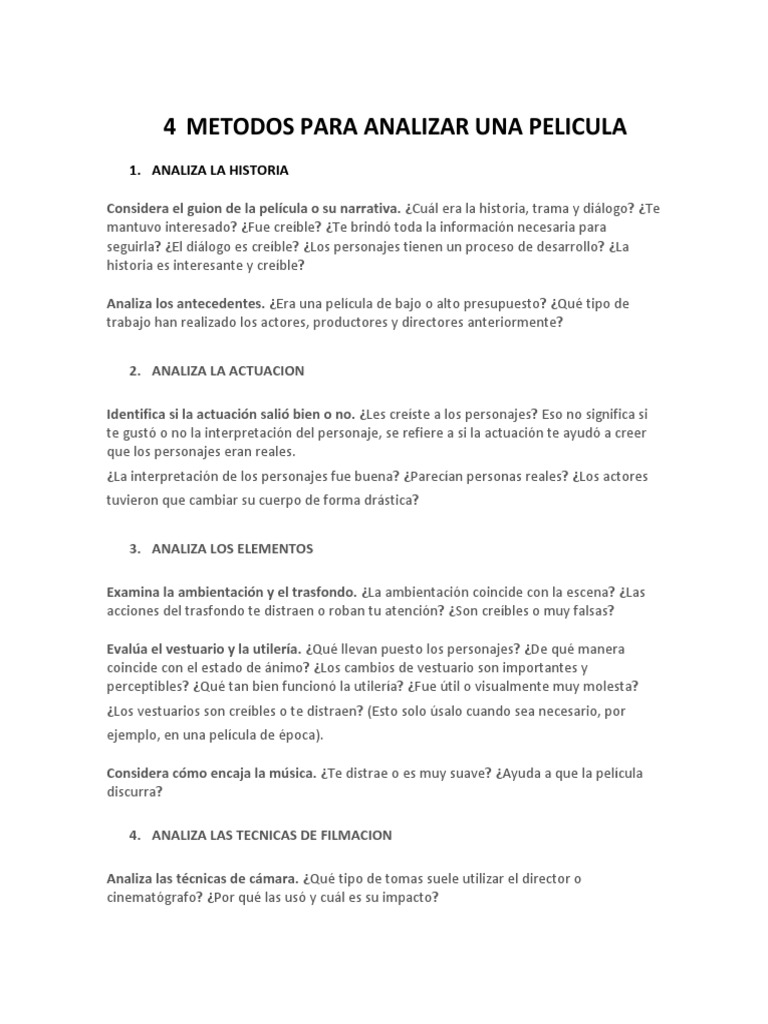 Pasos para Analizar Una Pelicula | PDF | Cinematografía | Información