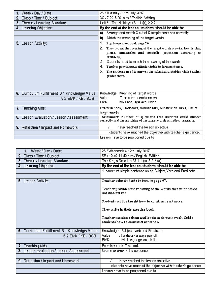 English RPH | PDF | Subject (Grammar) | Teachers