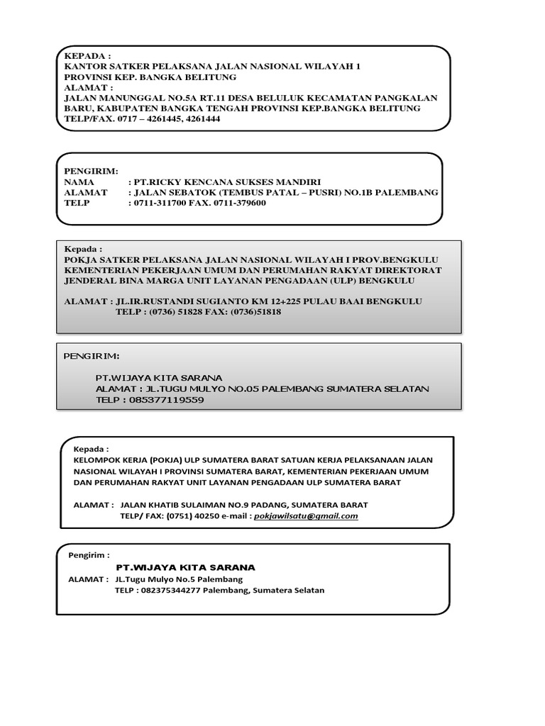 Format Alamat Pengiriman Surat | PDF