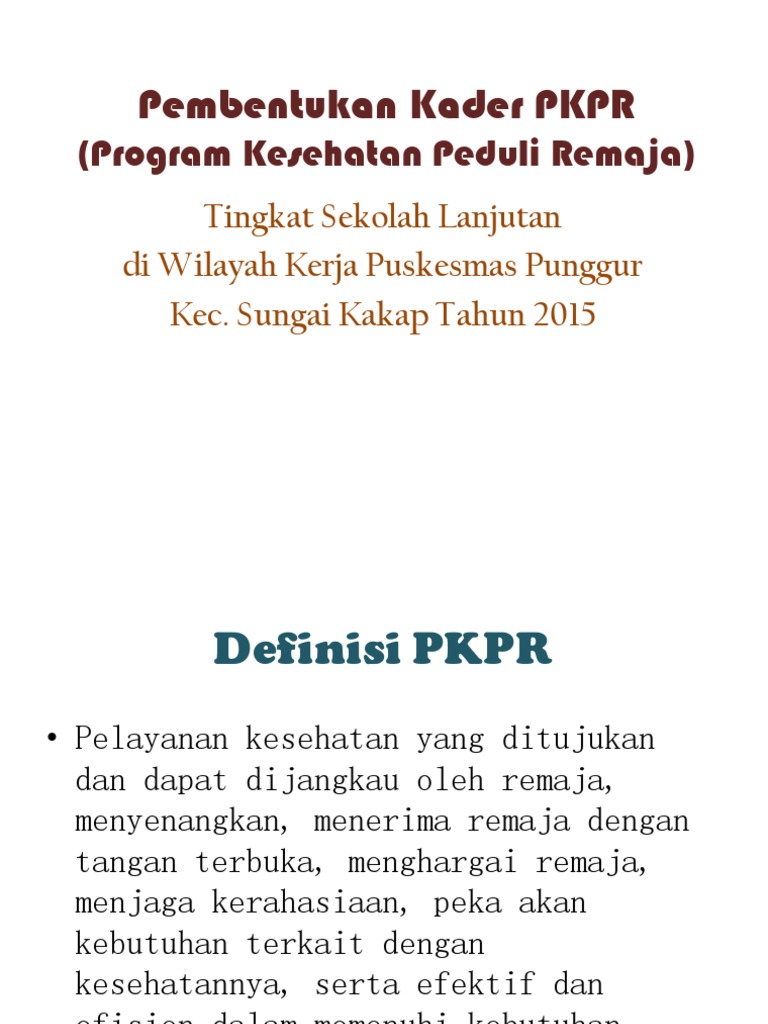 Pembentukan Kader PKPR di Sekolah | PDF