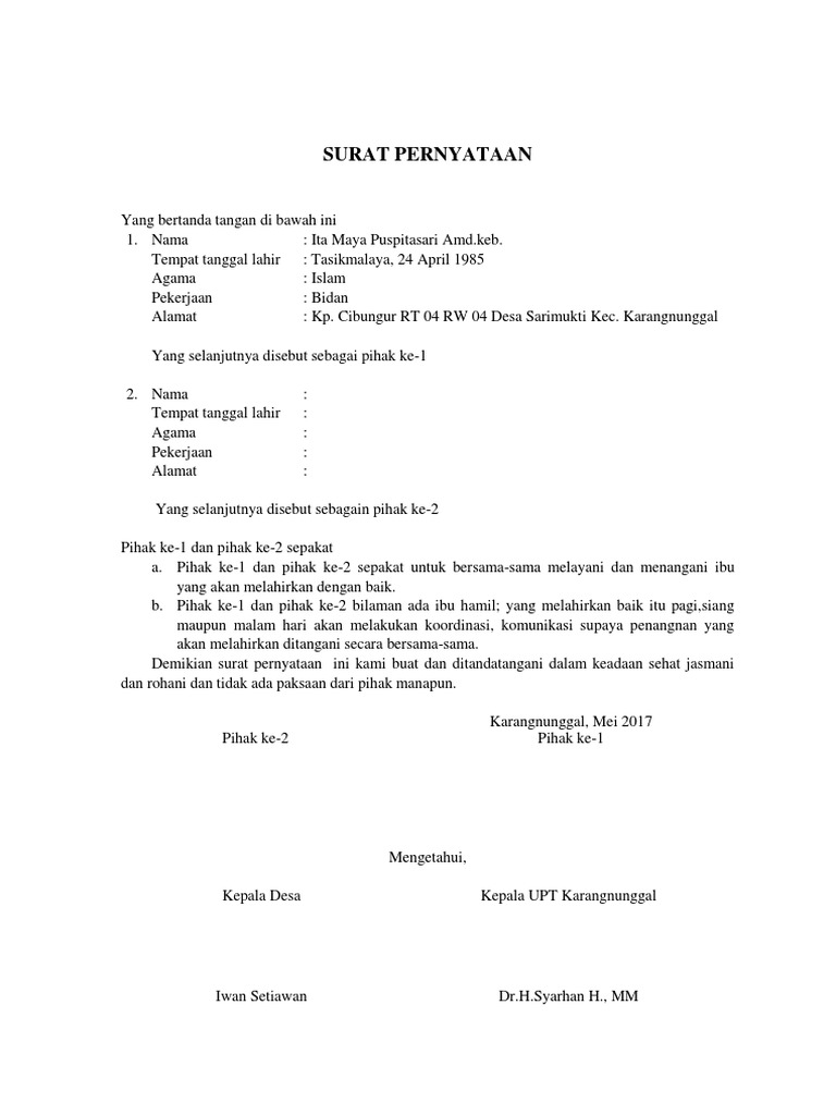 Surat Pernyataan, Kemitraan Kader | PDF