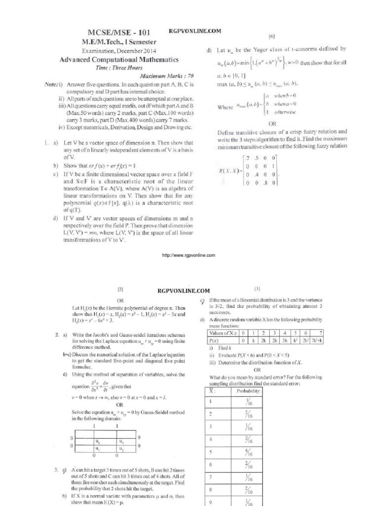 Mcse-101 Advanced Computational Mathematics Dec 2014 PDF | PDF | Business | Foreign Language Studies