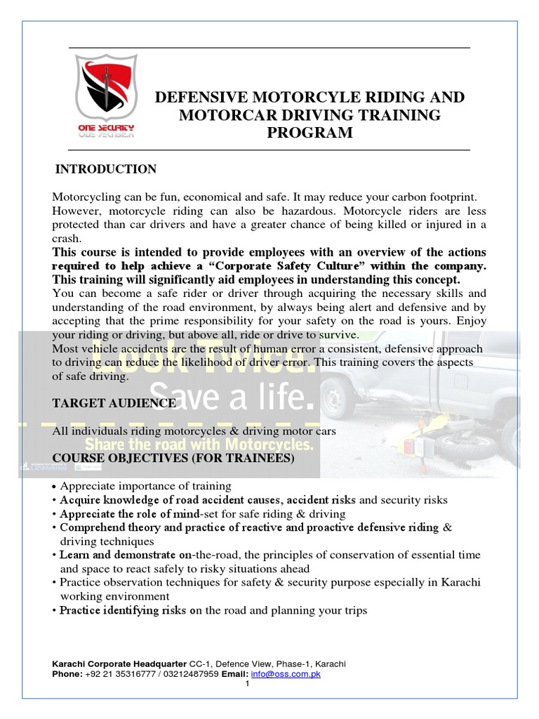 Defensive Motorcycle & Driving Training | PDF | Traffic Collision ...