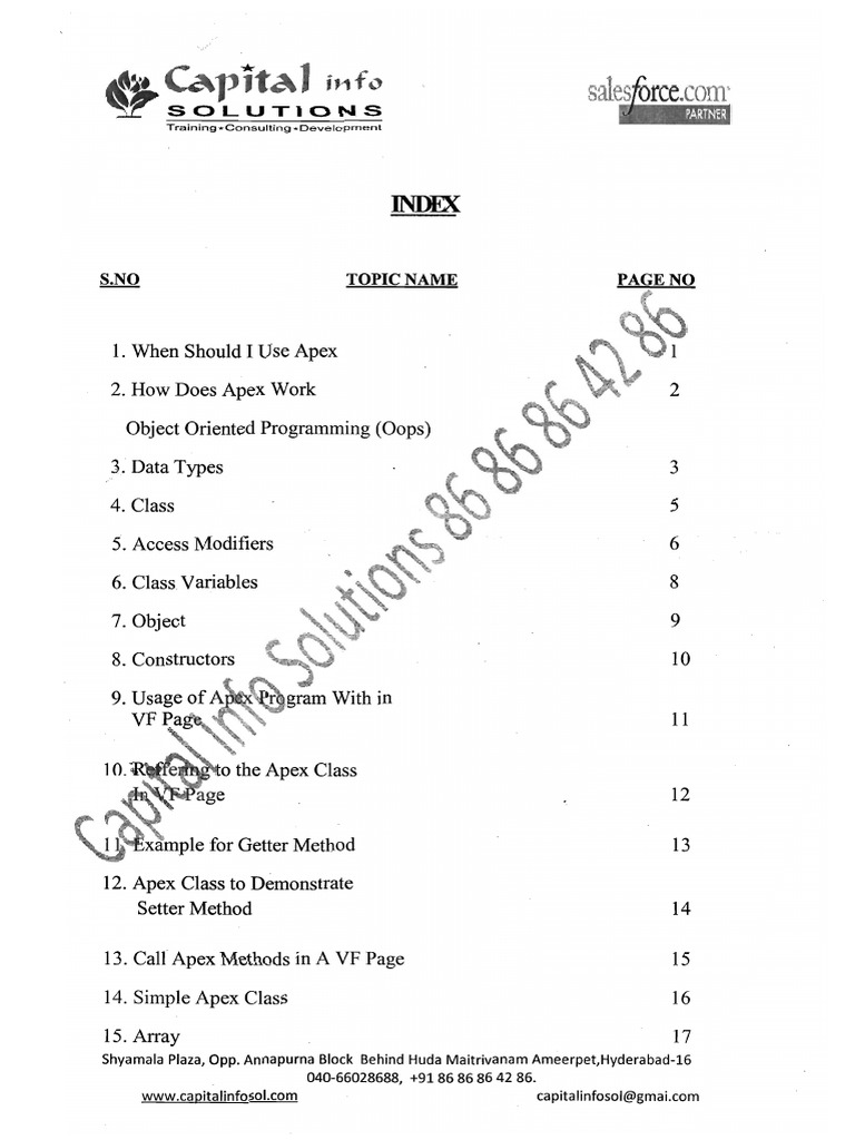 Salesforce Dev Material by Satish Myla Capital Info Solutions | PDF
