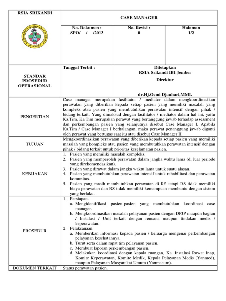 SOP Case Manager | PDF