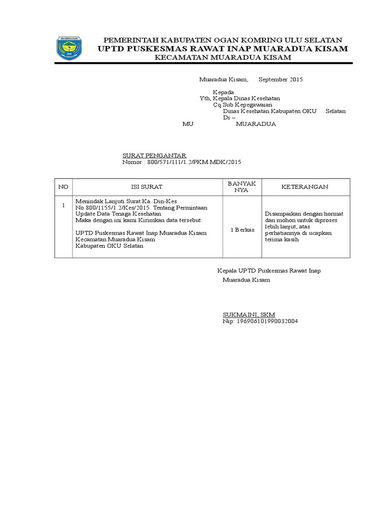 Surat Pengantar Uptd | PDF