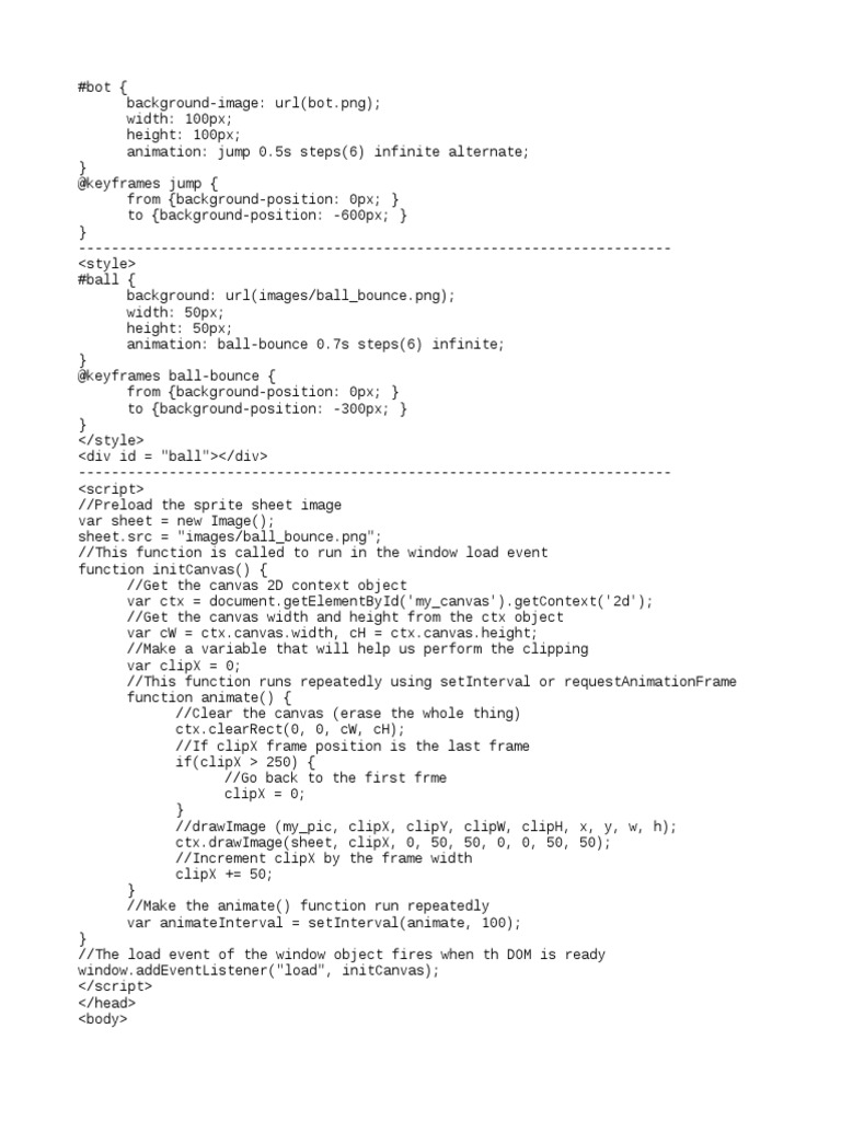 Sprite Animation Programming CSS JavaScript | PDF | Cascading Style ...