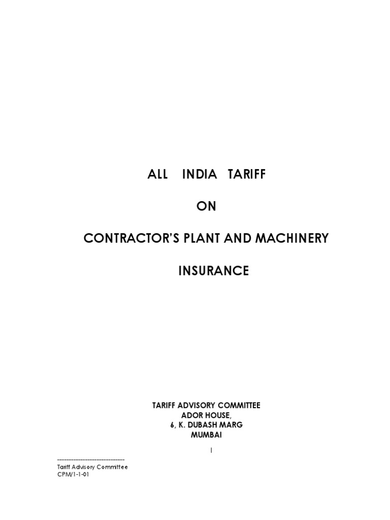 Contractor's Plant & Machinery Insurance Guide | PDF | Indemnity ...