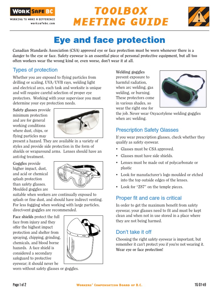Eye and Face Protection Guidelines | PDF | Glasses | Equipment