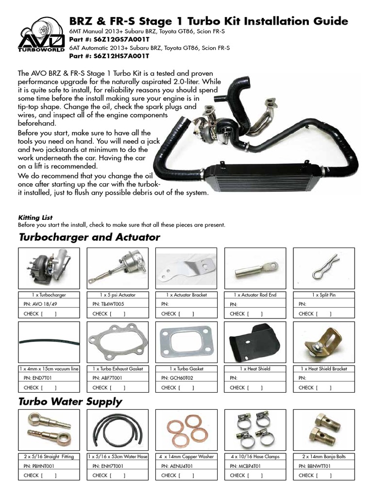 AVO Turbo Install Guide | PDF | Turbocharger | Machines