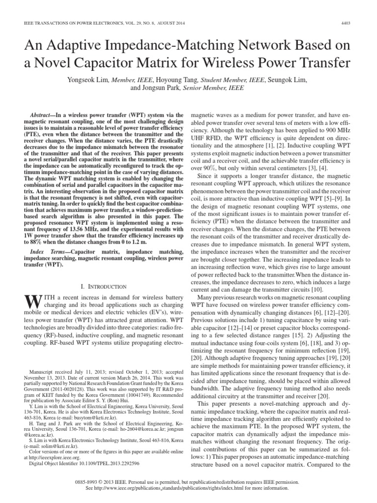An Adaptive Impedance-Matching Network Based On A Novel Capacitor ...