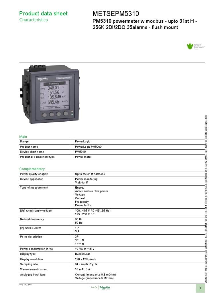 PowerLogic PM5000 Series - METSEPM5310 | PDF | Ac Power | Electrical ...