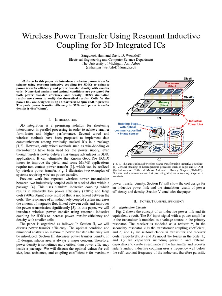 Wireless Power Transfer Using Resonant Inductive Coupling For 3D ...