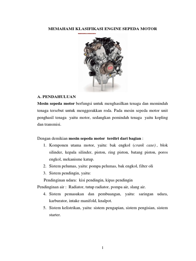 Memahami Klasifikasi Engine Sepeda Motor | PDF