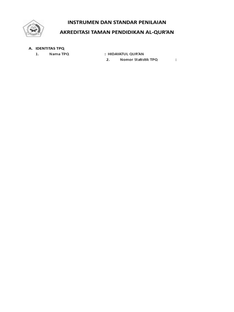 Instrumen & Standar Penilaian TPQ | PDF
